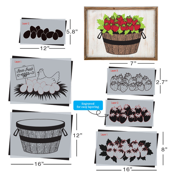 SOTMC - June 2024 Stencil Set 12"x16" 3pk - Stencil of the Month Club